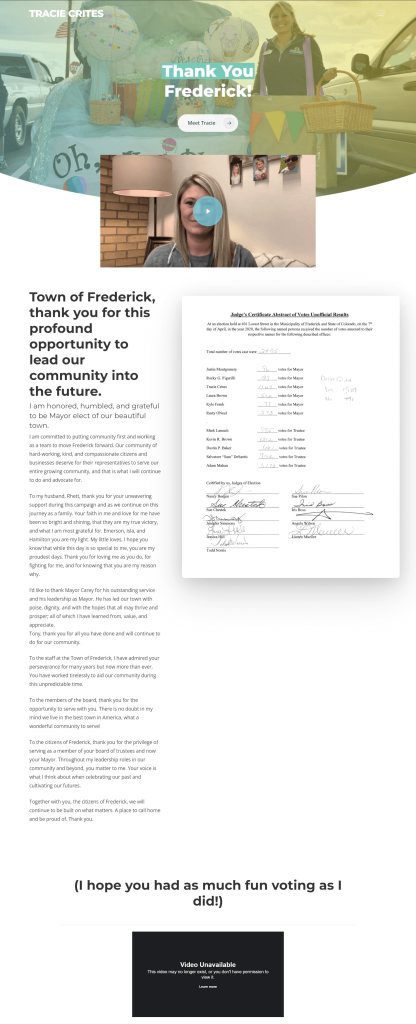 Frederick, Colorado Election Results - Tracie Crites